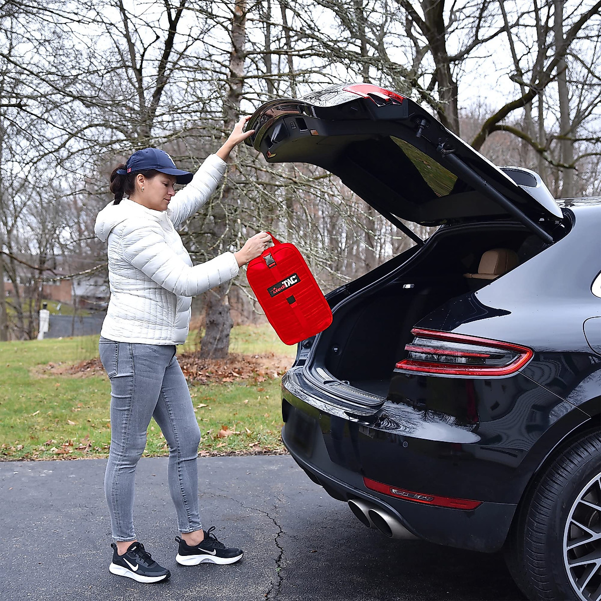 MediTac Large Hawk Type Tactical Trauma Bag - Hook and Loop Fastener Backpack, MOLLE Rucksack Pack - Red