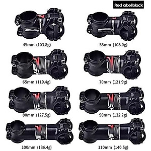 ZECHAO Mountain Cycling Handlebar Stem,31.8mm Aluminum Alloy Mountain Bike Stems Bike Road Bike Clamp Stem Shock Resistant Handlebar Stem Bike Stem (Color : Black, Size : 55mm)