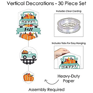 Big Dot of Happiness Happy Fall Truck - Harvest Pumpkin Party DIY Dangler Backdrop - Hanging Vertical Decorations - 30 Pieces