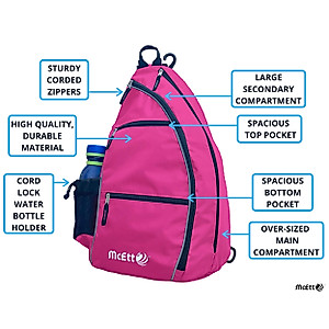 McEtt Pickleball Sling Bag – Adjustable Crossbody Backpack for Women Men – Holds Pickleballs, Paddles, Water Bottle, Gear