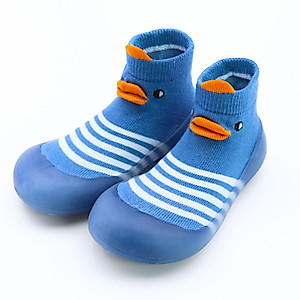 Dexspoeny Baby Shoes-Baby Sock Shoes 12-15 Months 1 Pair Baby Girl Slippers Non Slip Sock Shoes Baby Walking Shoes Soft Rubber Toddler Boy Shoes for Baby Boy Girls Infant Blue