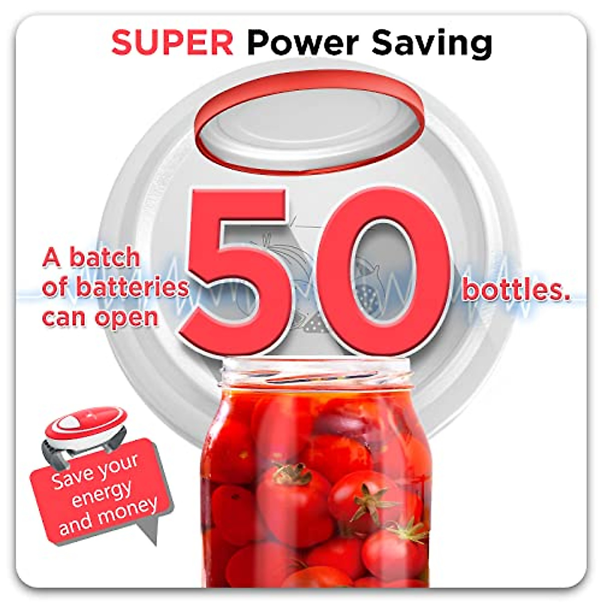 Stronger Torque Electric Automatic Hands Free Jar Opener for Weak Hands and Seniors with Arthritis, Powerful Bottle Lid Opener for Home Kitchen, Easy One Touch Jar Opener Works on All Jar Sizes