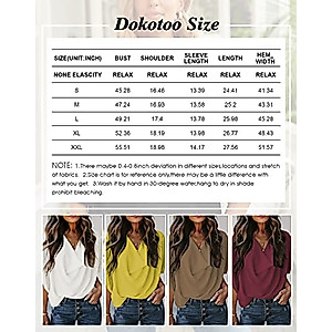 Dokotoo Women's V-Neck Wrap Top - Short Sleeve Chiffon Blouse, Trendy, Casual, Work, Apricot, XL