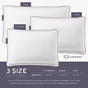 Lincove 100% Cotton Sateen Pillow Protector Cover - Zipper Pillow Cover - 500 Thread Count Luxury Cotton - Zippered Dust Pillow Protector Bed Pillow Case, Standard, 20”x26”