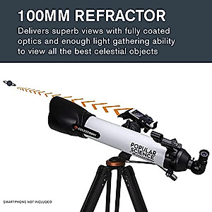 Popular Science StarSense Explorer DX 100AZ Smartphone App-Enabled Telescope – Works with StarSense App to Help You Find Stars, Planets & More – iPhone/Android Compatible