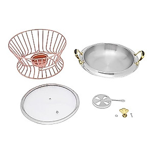 PaNeTnya 2L/2.11qt Round Chafing Dish Buffet Set,Stainless Steel Chafer Buffet Catering Chafers,Food Warming Tray for Parties,Graduation,Events (Red Copper)