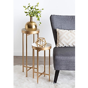 Kate and Laurel Celia Side Tables, Set of 2, Gold and White, Decorative Modern Glam End Table