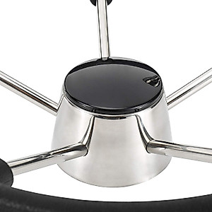 NovelBee 13-1/2 Inch Stainless Steel 5 Spoke Boat Marine Destroyer Steering Wheel with Black PU Foam and Knob