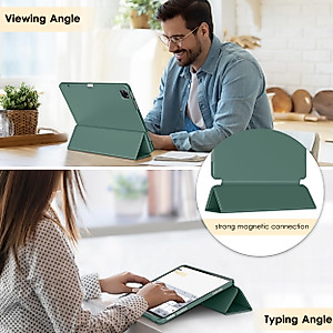 DTTO for iPad Air 13 Inch Case M3/M2 2025/2024, iPad Pro 12.9 Inch Case (6th/ 5th/ 4th/ 3rd Gen), Smart Slim Trifold Stand Soft Cover with Pencil Holder for iPad Air 13", Midnight Green