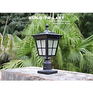 Kemeco ST4311AQ LED Cast Aluminum Solar Post Light Fixture with 3-Inch Fitter Base for Outdoor Garden Post Pole Mount