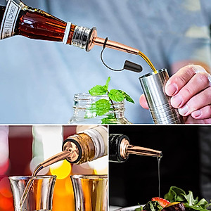 Duomilai 12 Pack Olive Oil Dispenser，Speed Pourers Spouts with Tapered, Liquor Pourers with Rubber Cap, Stainless Steel，Hygienic, Dishwasher Safe, Fits most Classic Bottle's Lip up to 3/4"(Rose Gold)