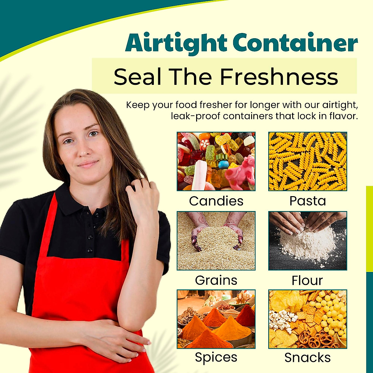 NextG Ideaz Airtight Food Storage Containers, 7-Piece Set, BPA-Free, Stackable, Transparent Plastic Canisters with White Interchangeable Lid for Kitchen Pantry