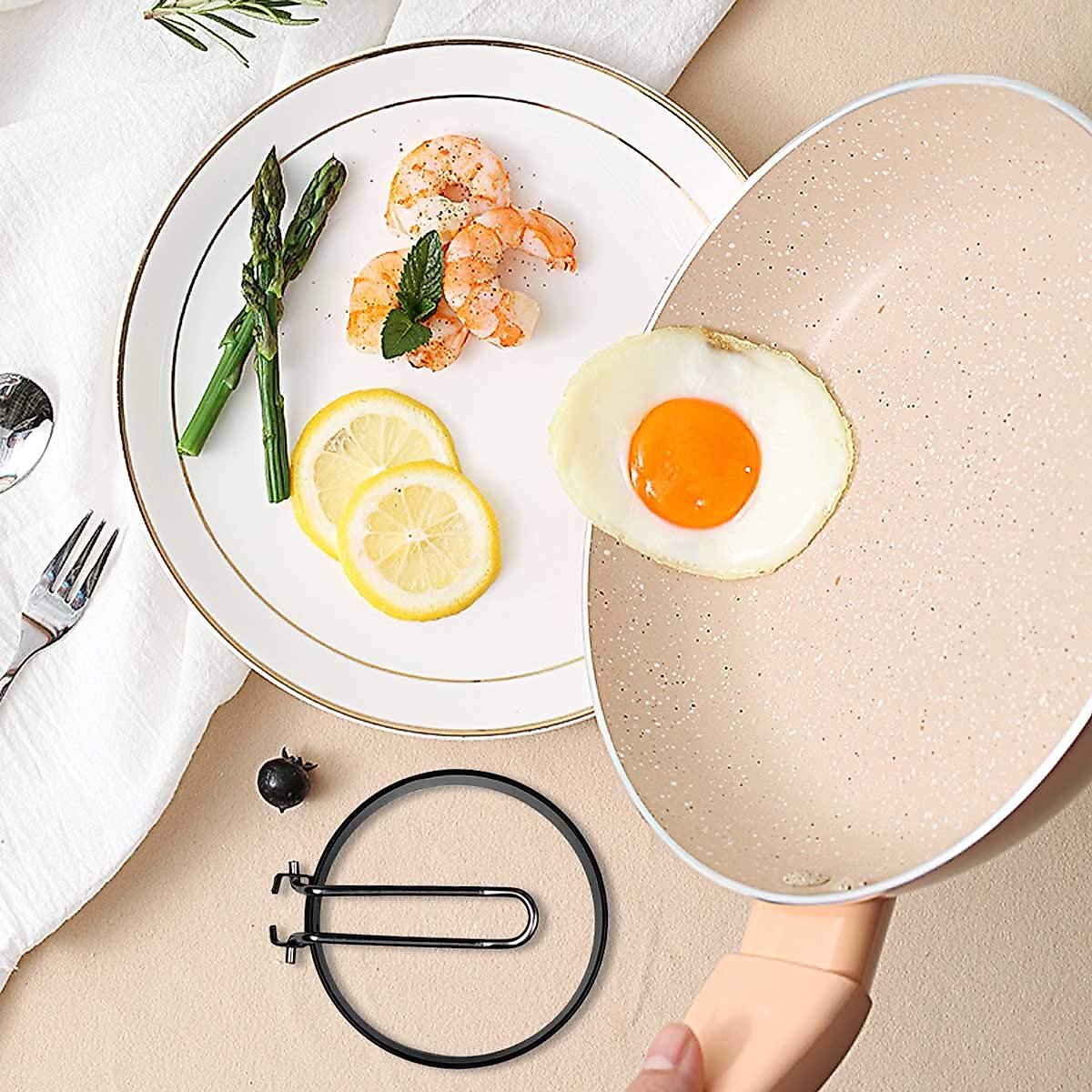 4 Pack Stainless Steel Eggs Maker Non Stick Round Egg Cooker for Cooking Cooking Rings Shaper for Frying Pancake Sandwiches Metal Handle Household Kitchen Breakfast Tool Egg Shaper