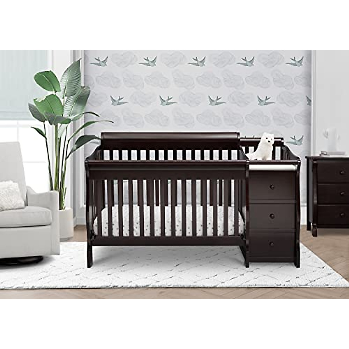 Delta Children Princeton Junction 4-in-1 Convertible Crib and Changer - Greenguard Gold Certified, Dark Chocolate