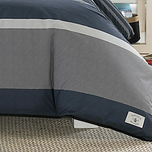 Nautica Duvet Cover Set Cotton Reversible Bedding with Matching Shams, Styligh Home Decor, Queen, Rendon Charcoal/Navy