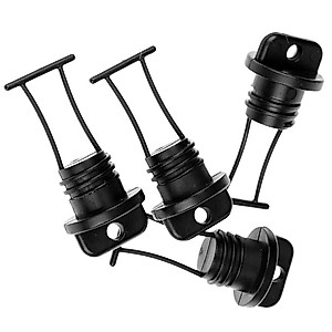 HZFLY 4 Pcs Black Kayak Drain Plug, Drain Plug Kit, Kayak Canoe Boat Threaded Drain Plug Replacement Accessories (A)