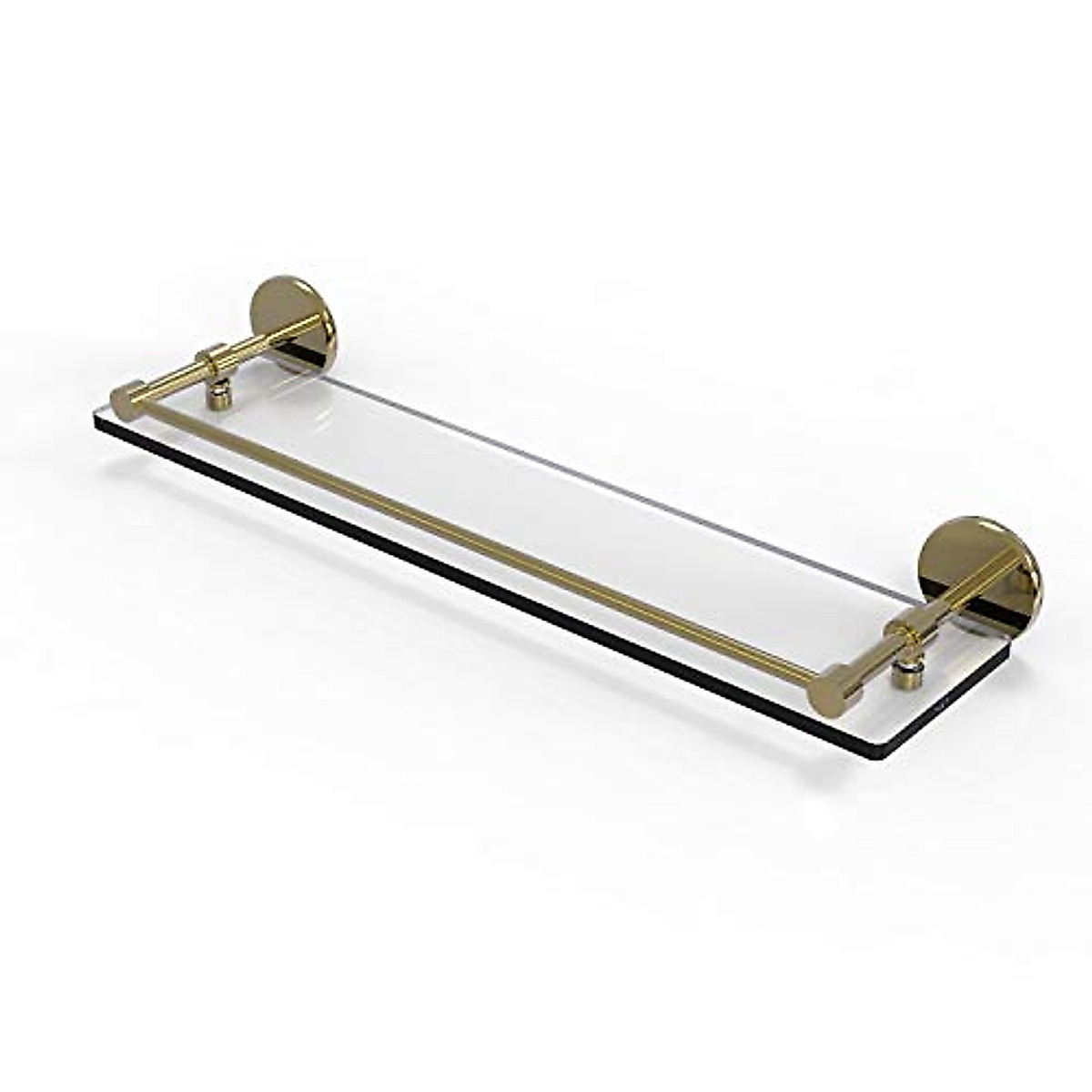 Allied Brass P1000-1/22-GAL 22 Inch Tempered Gallery Rail Glass Shelf, Unlacquered Brass