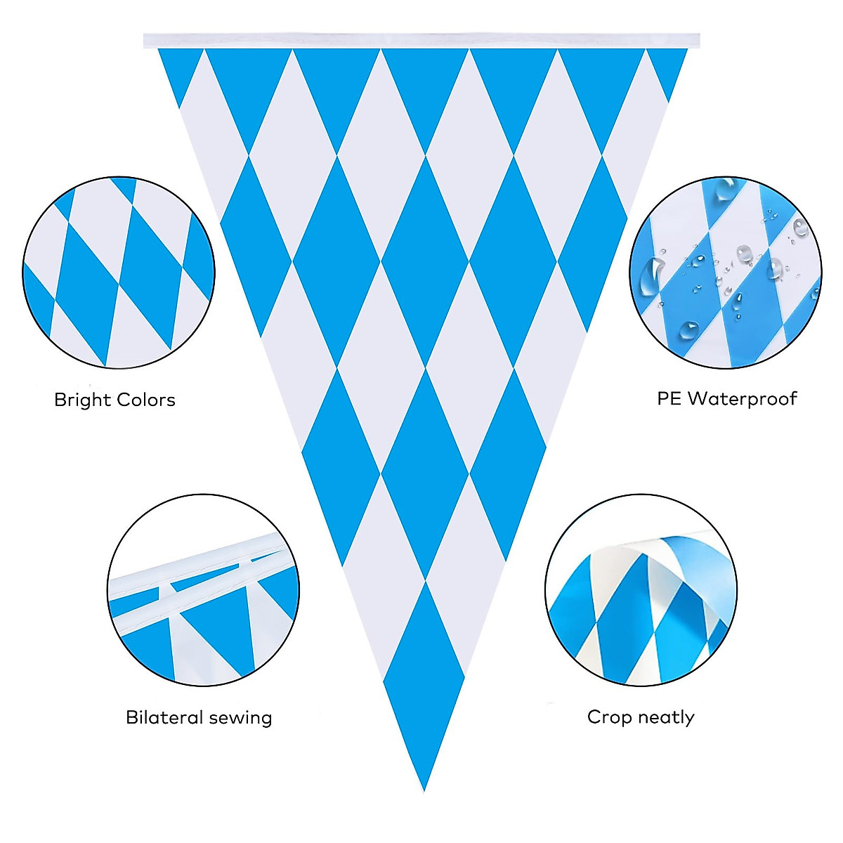 Ahfulife 39 Feet Oktoberfest Flag Banner for Oktoberfest Decorations, 1 pack Oktoberfest Bavarian Pennant Banner with 30pcs Flags for German Oktoberfest Themed Party Decorations(39 feet, 7.8"x11")