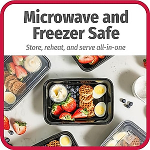 GoodCook Meal Prep Containers, Single Compartment 10-Pack, BPA-Free Reusable Food Storage, Black, Microwave & Freezer Safe, Stackable Meal Prep Containers for Lunches and Snacks