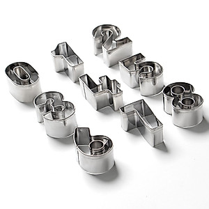 SurgeHai Mini Number Cookie Cutters –1.7" Stainless Steel Cake Decorating Small Number Cutters with Cut-Outs, 9-Piece Set