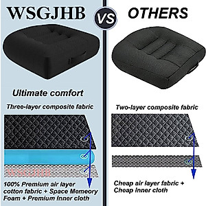 WSGJHB Car Booster Seat Cushion Posture Cushion Portable Breathable Mesh, Effectively Increase The Field of View by 12cm/ 4.7in, Ideal for Office, Home, Angle Lift Seat Cushions,Black