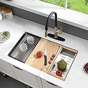 28 Inch Undermoutn Kitchen Sink Stainless Steel- Abironl 28"x18" Under Mount Kitchen Sink Workstation Ledge 16 Gauge Stainless Steel Kitchen Sink Single Bowl Kitchen Sink with Accessories