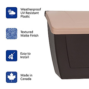 Small Plastic Mailbox for Outside Porch, Easy to Install Wall Mount, Lightweight, Heavy Duty, Rustproof, Maintenance-Free Horizontal Brown Mail Box for House - 15.5” x 4” x 6.25” (Mocha Sand)