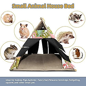 enheng Small Pet Hideout Flamingos Hamster House Guinea Pig Playhouse for Dwarf Rabbits Hedgehogs Chinchillas