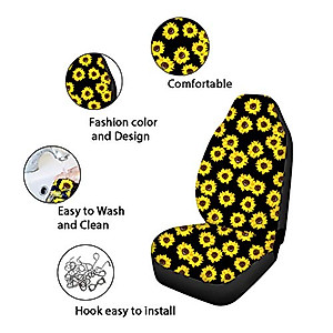 TOADDMOS Cute Colorful Paw Print Car Front Seat Covers 2 pc,Vehicle Seat Protector Car Mat Covers,Fit Most Cars,Sedan,Truck,SUV,Van for Pet Lover
