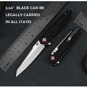 Pocket Folding Knife for EDC, 3.54" D2 Steel Blade Everyday Carry Folding Knife with Clip, G10 Handle for Camping, Fishing, Hiking, Fruit Knife Outdoor Activities Home Improvement, Gifts For Men Women