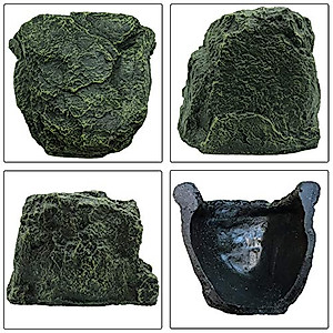 PINVNBY Large Reptile Hideout Cave,Resin Rock Hides Habitat Decor Lizard Box Shelter Tortoise Basking Terrace Pet Terrarium Nest Decoration for Gecko,Spiders,Frogs,Fish,Turtles and Hermit Crabs