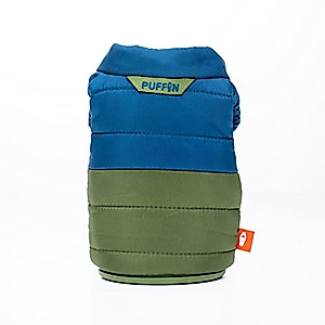 Puffin - The Puffy Beverage Vest, Insulated Can Cooler, Olive Green/Sailor Blue