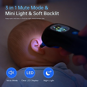 Ear Thermometer for Babies, Kids, and Adults, High Accuracy Baby Thermometer with 32 Memory Recall, LED Backlit, Mute and Night Light, 21 Disposable Probe Covers, Storage Case