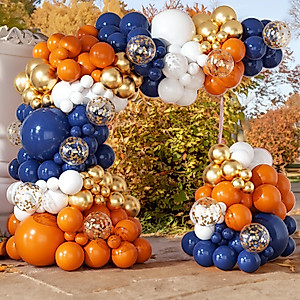 Orange and Navy Blue Balloon Arch Kit 164pcs Orange Navy Blue White Gold Confetti Balloons for Thanksgiving Wedding Baby Shower Engagement Birthday Graduations Party Decoration