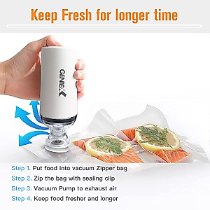 GenieX Vacuum Sealer Bags for Food Saver, Vacuum Seal Bags for Food Storage, Reusable Freezer Vacuum Storage Bags | Enhanced Air Valve, Easy to get vacuum, Keep Fresh Longer (20pcs pack)