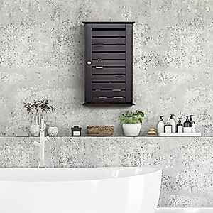 Giantex Bathroom Wall Cabinet, Over The Toilet Storage Medicine Cabinets with Louvered Door and 2 Adjustable Shelves, Wall Mounted Organizer for Living Room, Kitchen and Entryway Wall Cabinet