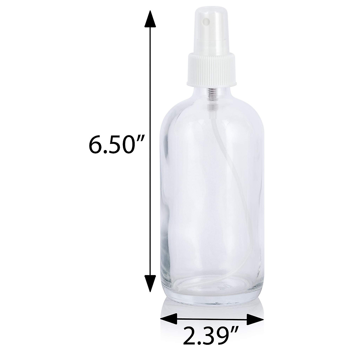 JUVITUS 8 oz Clear Boston Round Thick Plated Glass Bottle with White Fine Mist Spray (2 Pack)