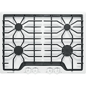 Frigidaire FFGC3026SW 30" ADA Compliant Gas Cooktop with 41500 Total BTU 4 Sealed Burners Continuous Cast Iron Grates Electronic Pilotless Ignition and Ready-Select Controls in White