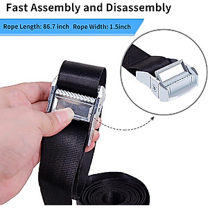 Uekars Trampoline Stakes, Corkscrew Shape Trampoline Anchor kit Steel Spiral Stakes,Heavy Duty Trampoline Parts Tie Down Kit Ground Wind Stake with Belt Straps for Trampolines Tents Swing Set of 4