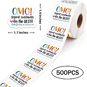 Calyders 500 PCS Cute Small Business Thank You Stickers, Repeat Customers are My Favorite Business Stickers, Packaging Stickers, Mail Envelopes Shipping Stickers for Online Retailers Small Business