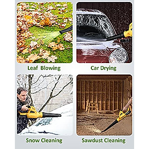 OMOTE Cordless Leaf Blower with Battery & Charger, Low Noise, Lightweight, Easy One-Button Control, Battery Powered, 177 CFM for Blowing Leaves, Lawn Care, Dust & Other Debris