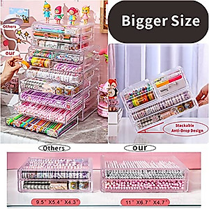Pack of 2 Acrylic Countertop Stackable Drawers Bathroom Cabinet Organizer Clear Organizing Bins For Cosmetics Organizer Jewelry Hair Accessories Nail Polish Make up Marker Pen Medicine Storage