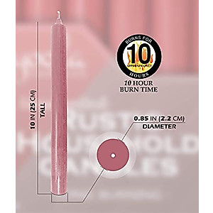 Hyoola 10 Inch Dinner Candles - 12 Pack - Rose Pink Tall Candles - Unscented Rustic Candles - Long Burning Candle Sticks