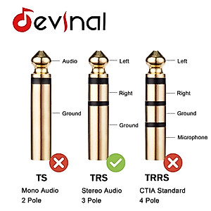 Devinal 1/4 inch to 3.5mm Female Long Headphone Extension Cable, 6.35mm to 3.5mm (1/8" inch) Female TRS Adapter, Quarter inch to Minijack Female Stereo Cord Converter Connector 10 feet/ 3M