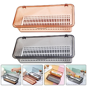 Tofficu 2pcs Chopsticks Storage Box Backflow Preventer Drainer Basket Cabinet Grocery Holder Kitchen Utensils Plastic Storage Drawer Kitchen Storage Case Pp Metallic Line Sink
