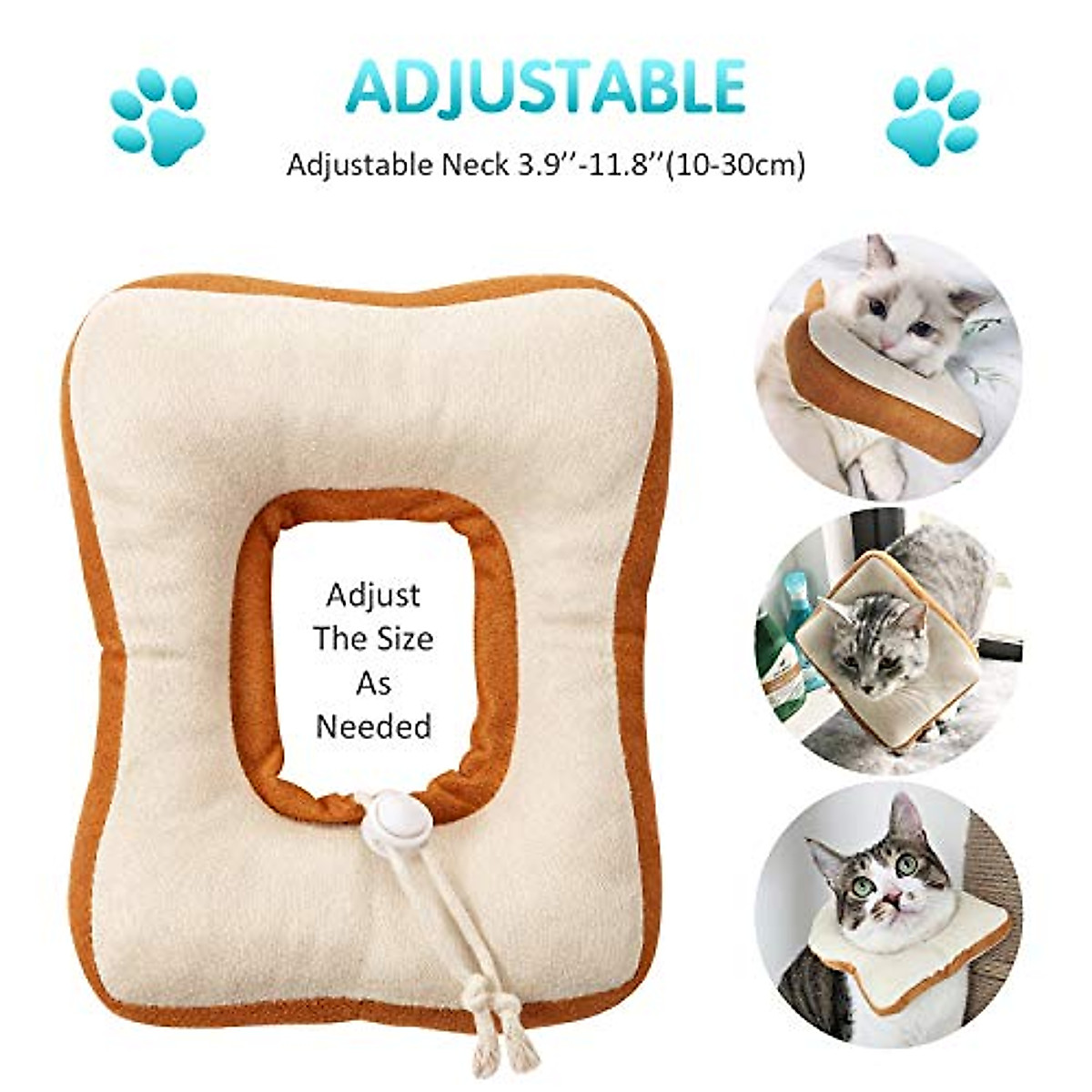 Frienda 2 Pieces Adjustable Cat E-Collar Cat Elizabeth Collar Cute Toast Neck Cone Collar Adjustable Cat Cone Collar with Soft Edge for Kitten and Cats