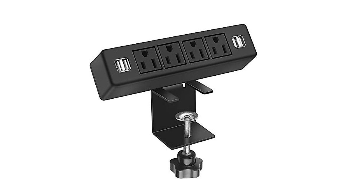 4 Outlet Desk Clamp Power Strip with USB Ports