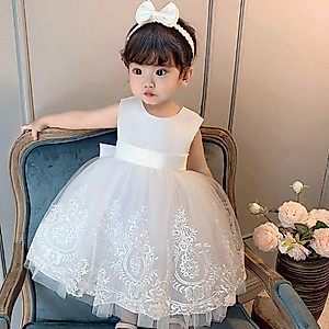 Christening Lace Birthday Christmas Easter Special Occasion Flower Baby Girl Dress Princess Formal Prom Tutu Ball Gown 2T 3T White 100