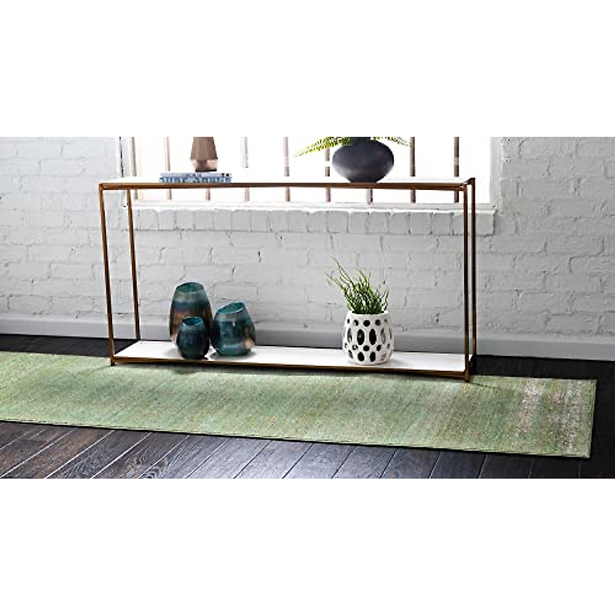 Unique Loom Austin Collection Area Rug - Muse (Runner 4' 0" x 13' 3", Green/ Beige)