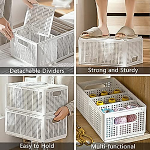 INNOVATIVE PLASTIC Wardrobe Closet Organizers and Storage Baskets byZITENG, Collapsible Clothes Organizer for Folded Clothes, Jeans, T-shirts, Underwear, Scarves, Leggings, Skirts,2 Packs (Small - 6 Grids)